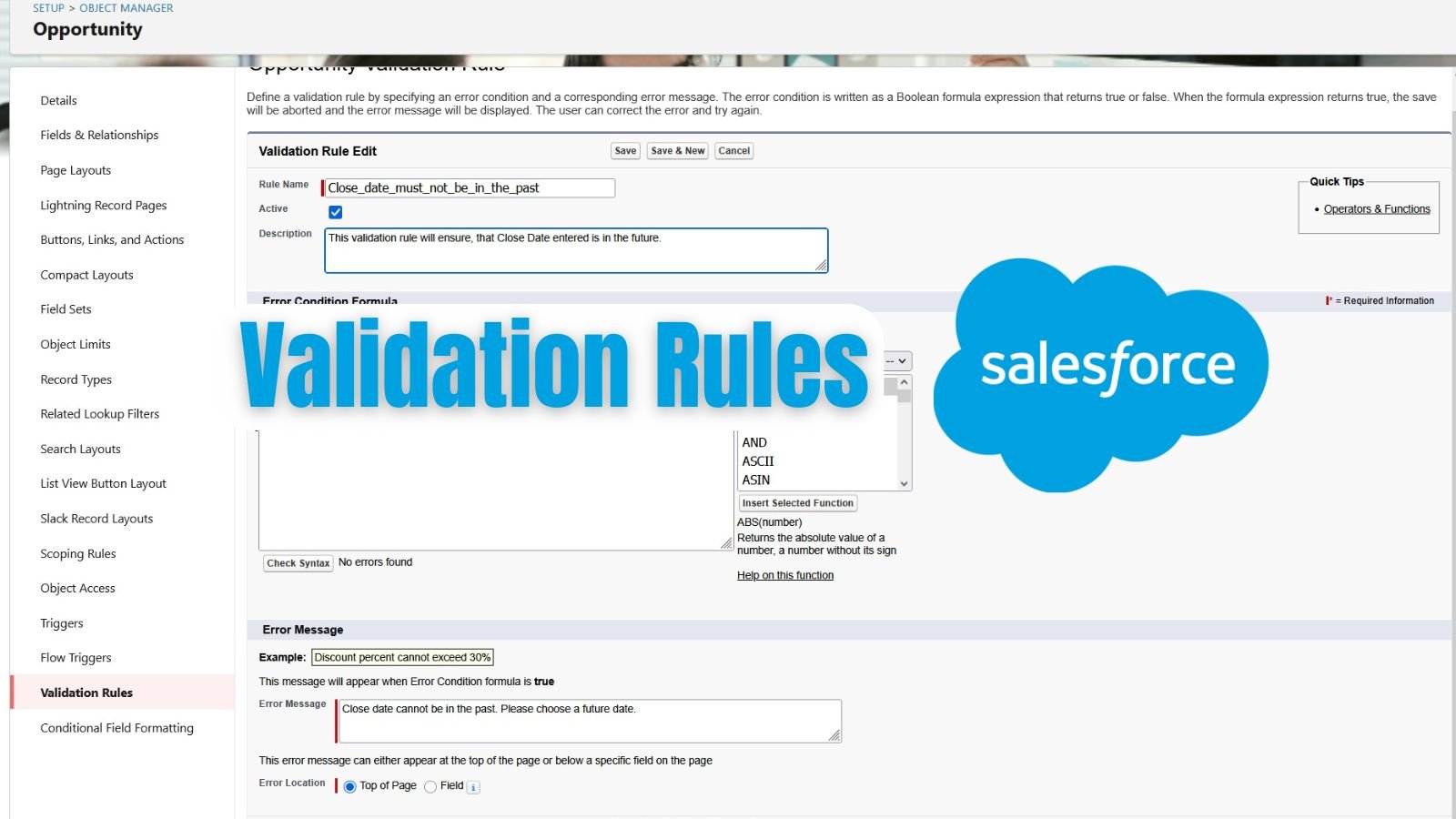 What Are Salesforce Validation Rules and How to Use Them - IntegraLogic